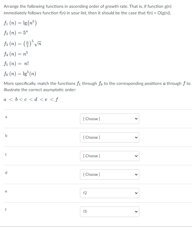 Solved Arrange the following functions in ascending order of | Chegg.com