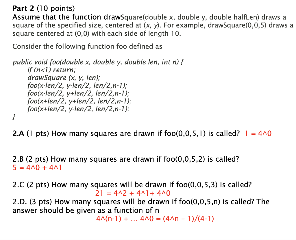 Solved Part 2 (10 points) Assume that the function | Chegg.com