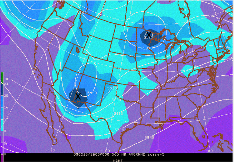 Solved Consider this 500-mb analysis showing heights (in | Chegg.com