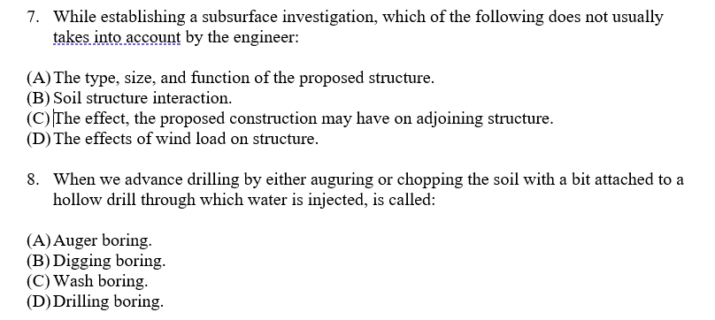 Solved 7. While establishing a subsurface investigation, | Chegg.com