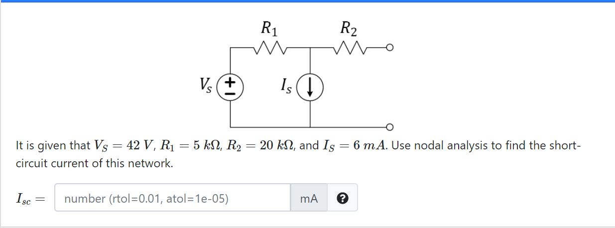 Solved R1 R2 It is given that Vs 42 V, R1 5 k2, R2 20 k2, | Chegg.com