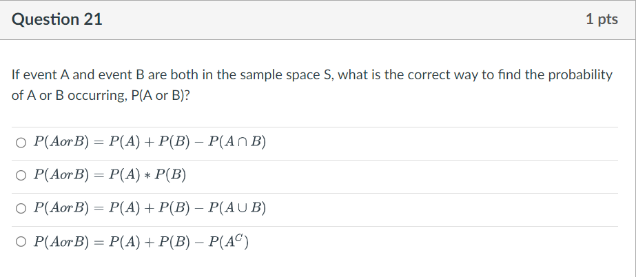 Solved If event A and event B are both in the sample space | Chegg.com