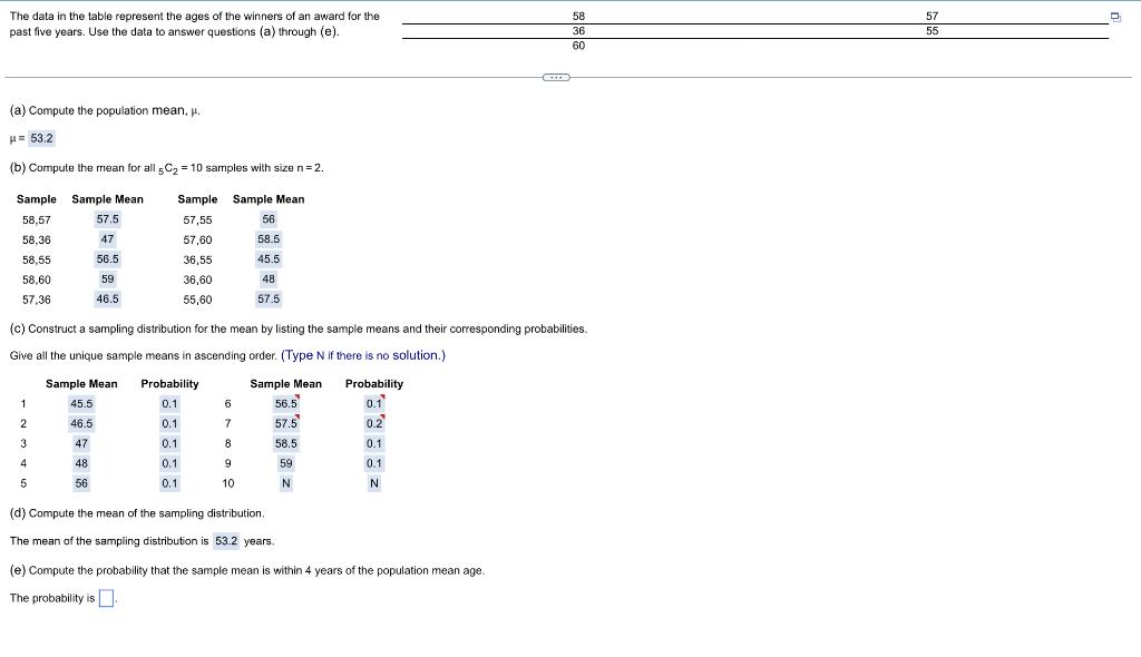 Solved The data in the table represent the ages of the | Chegg.com