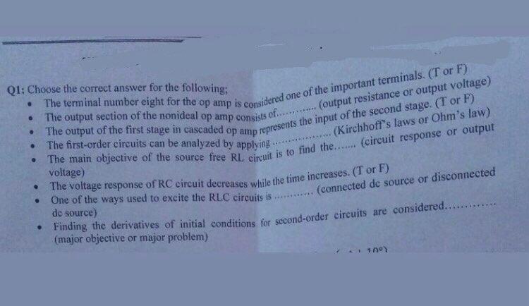 Solved . . (Kirchhoff's laws or Ohm's law) . Q1: Choose the | Chegg.com