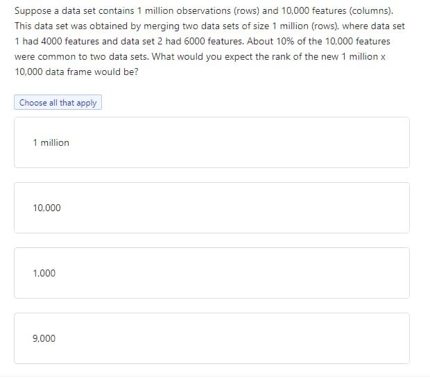 Solved Suppose a data set contains 1 million observations | Chegg.com