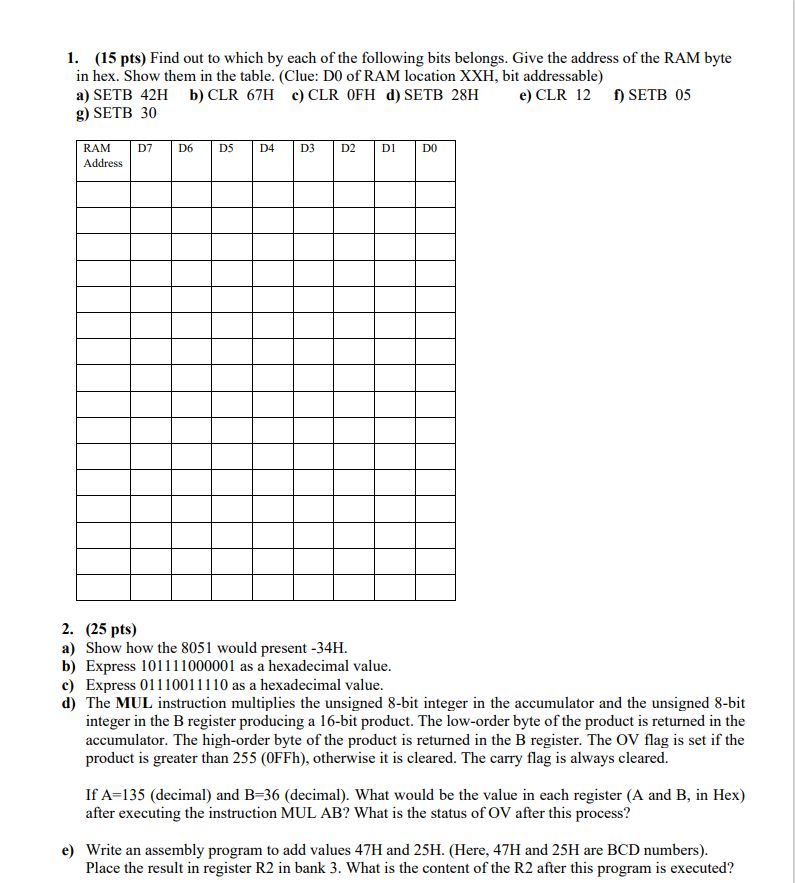 Solved 1. (15 pts) Find out to which by each of the | Chegg.com