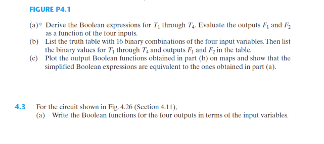 (a) Derive the Boolean expressions for T1 through T4. | Chegg.com