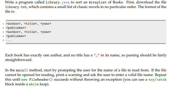 Solved Write A Program Called Library Java To Sort An Arr