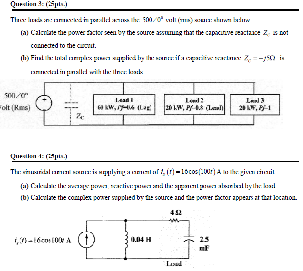 Solved Question 3: (25pts.) Three loads are connected in | Chegg.com