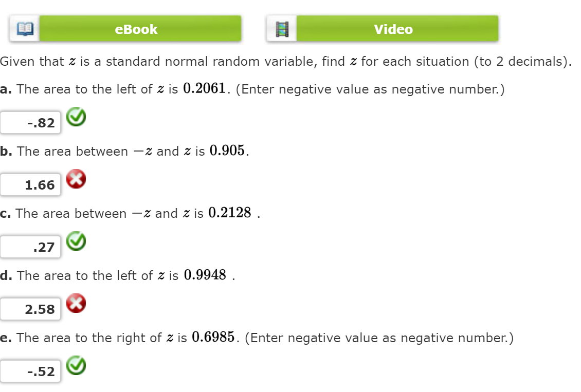 Solved Given That Z Is A Standard Normal Random Variable
