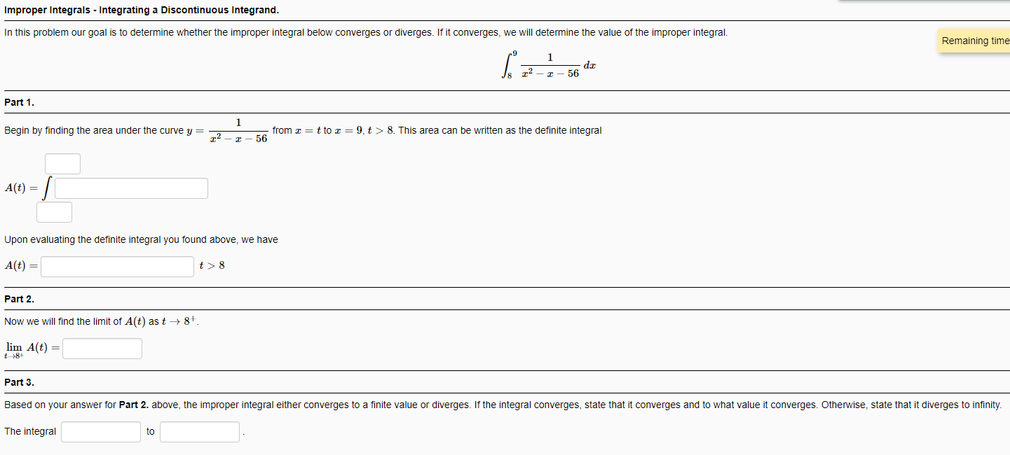 Solved Improper Integrals - Integrating a Discontinuous | Chegg.com