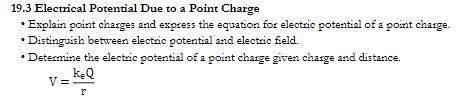 Solved 19.3 Electrical Potential Due to a Point Charge - | Chegg.com