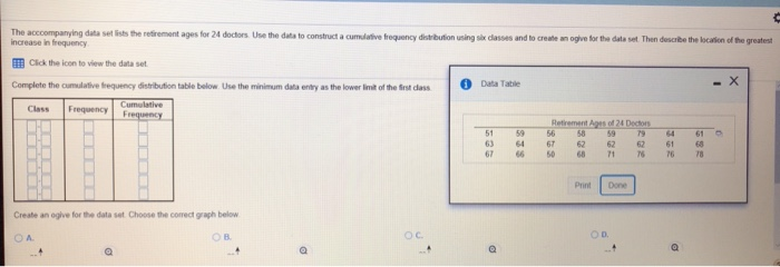 Solved The acccompanying data set lists the retirement ages | Chegg.com