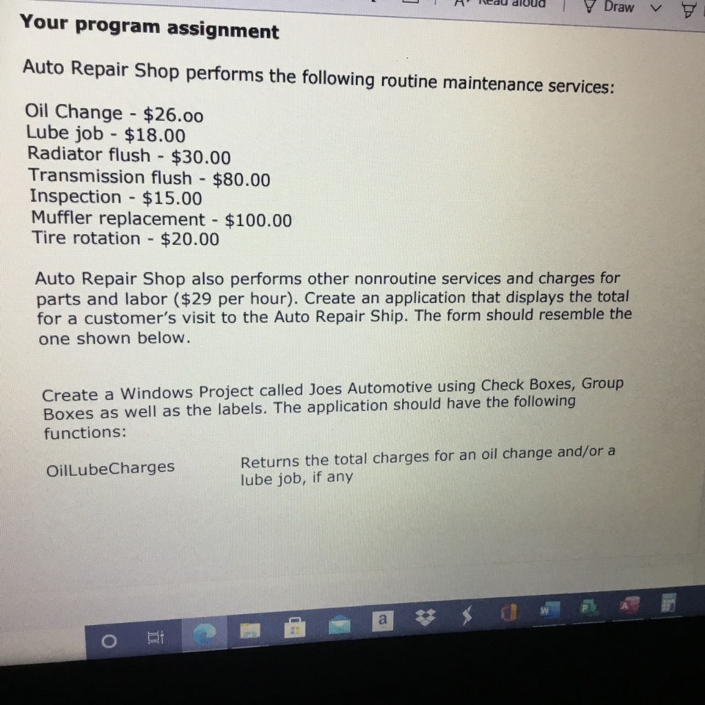 Solved dloud Draw Your program assignment Auto Repair Shop | Chegg.com