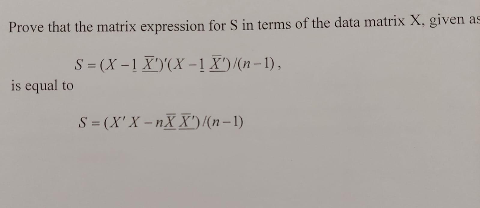 Solved Prove that the matrix expression for S in terms of | Chegg.com