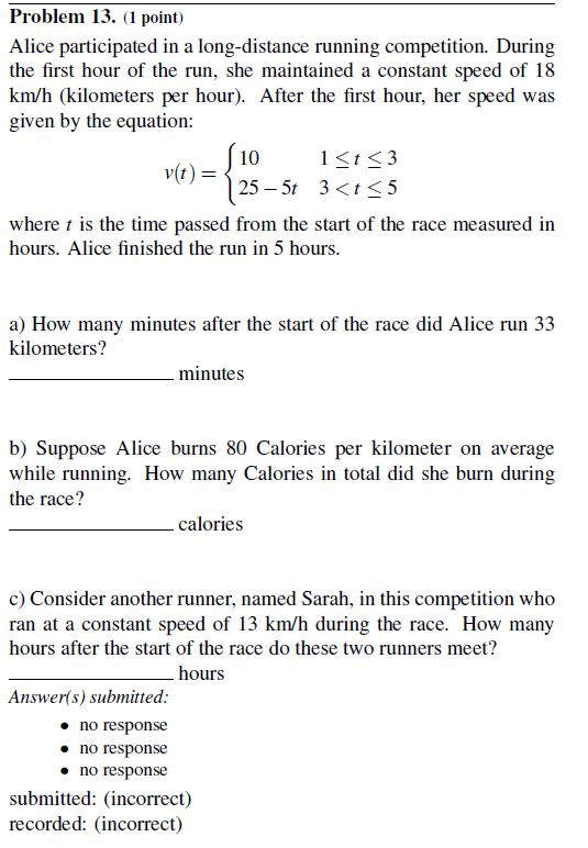 Solved Problem 13. (1 point) Alice participated in a | Chegg.com