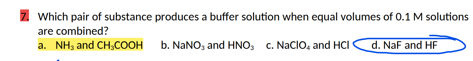 Solved Which pair of substance produces a buffer solution | Chegg.com