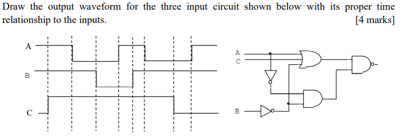 Solved Draw the output waveform for the three input circuit | Chegg.com