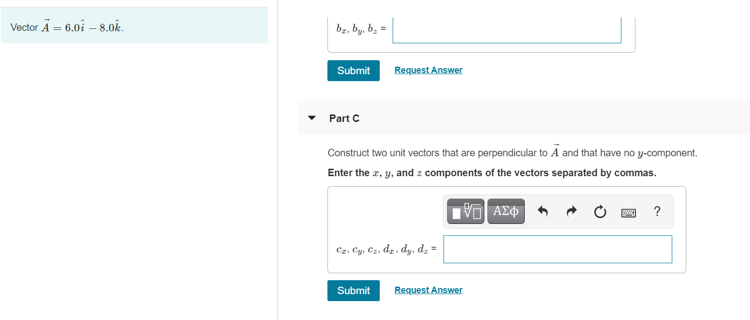Solved Vector A⃗ =6.0i^−8.0k^A→=6.0i^−8.0k^. Construct a | Chegg.com