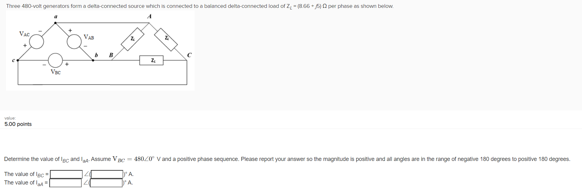 Solved Three 480-volt generators form a delta-connected | Chegg.com