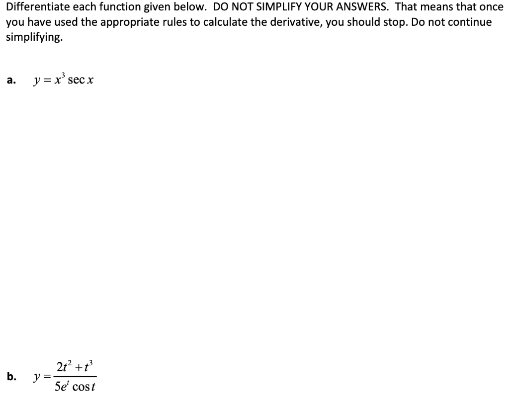 Solved Differentiate Each Function Given Below Do Not 2325