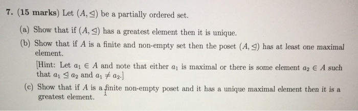 Solved Let be a partially ordered set. (a) Show that if | Chegg.com