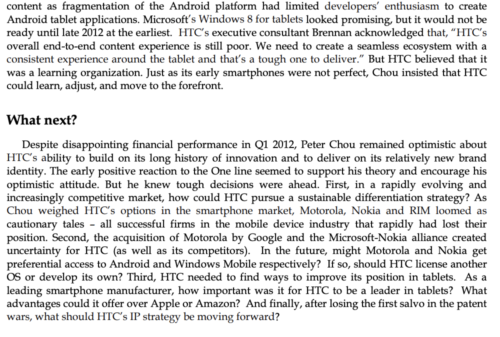 Solved HTC Corp. in 2012 HTC Corp., Asia's second largest | Chegg.com