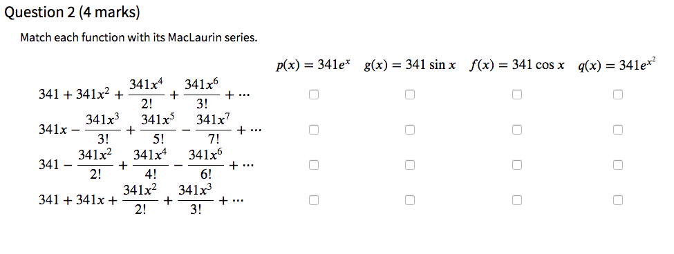 Solved Question 2 (4 marks) Match each function with its | Chegg.com
