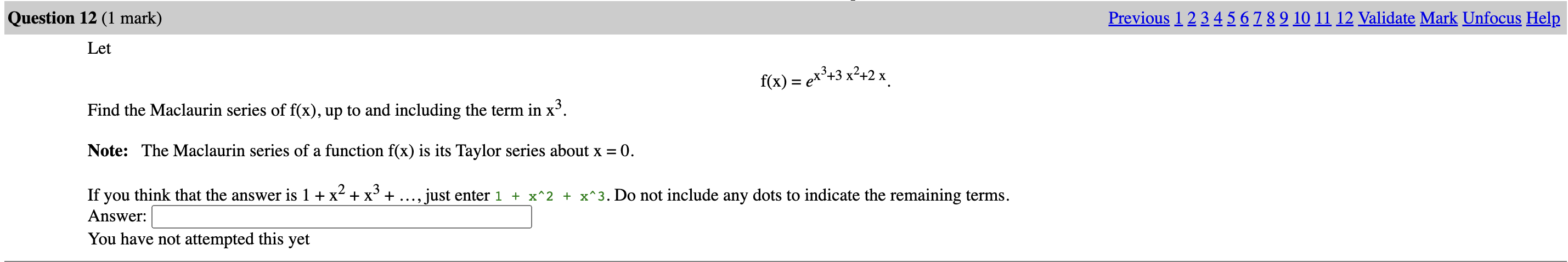 Solved Previous 13456789101112 Validate Mark Unfocus Help | Chegg.com