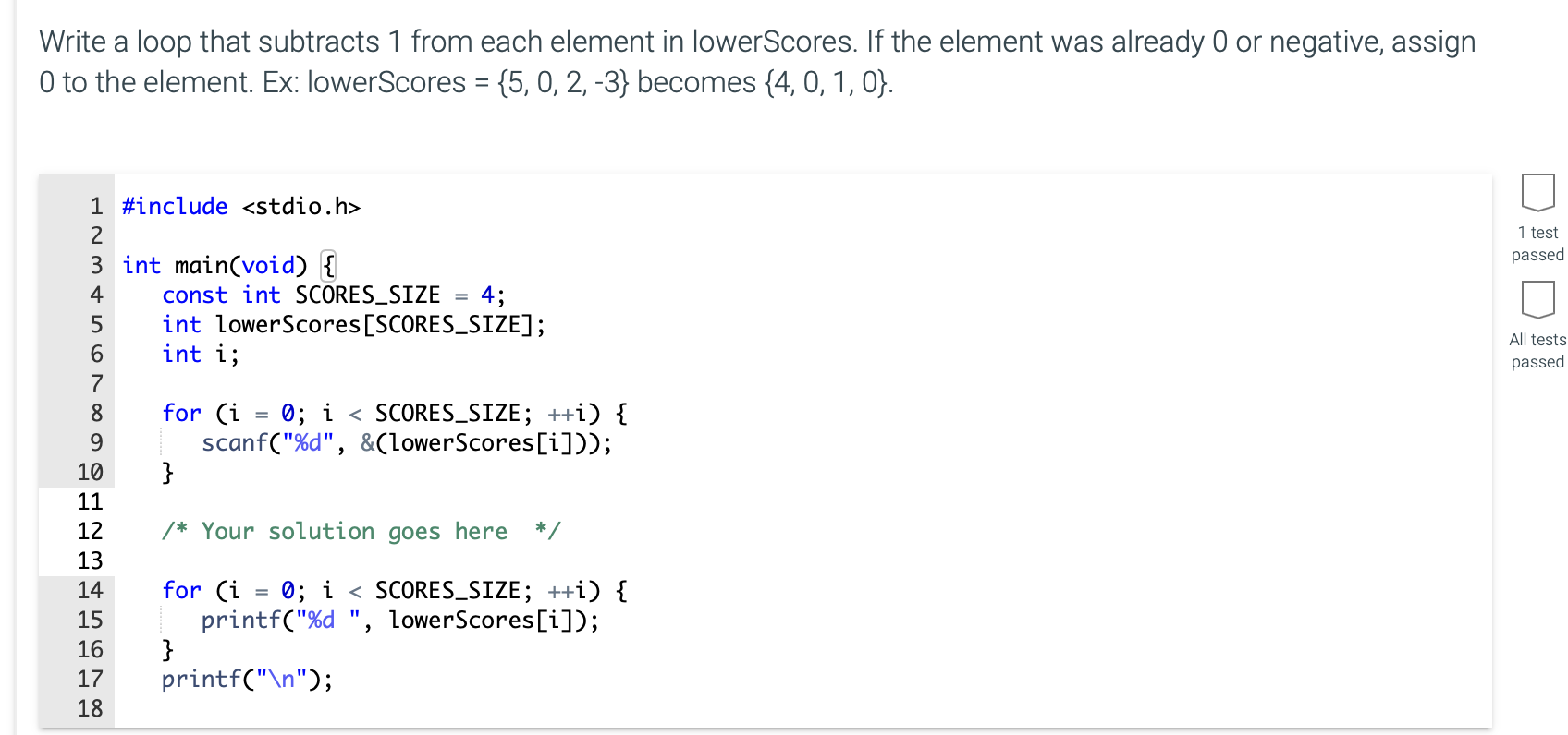 Solved Write a loop that subtracts 1 from each element in | Chegg.com