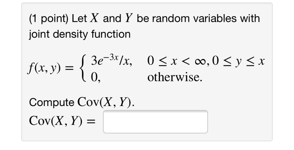 Solved (1 point) Let X and Y be random variables with joint | Chegg.com