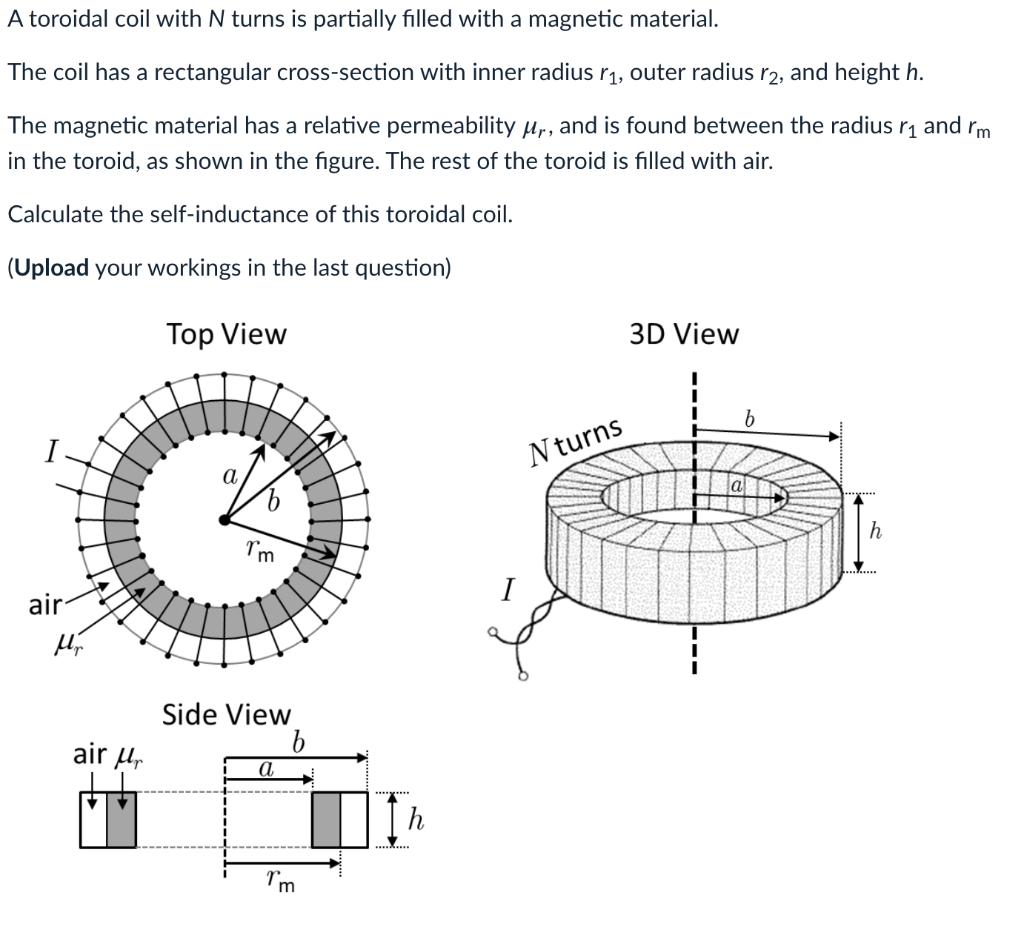 Solved A toroidal coil with N turns is partially filled with | Chegg.com