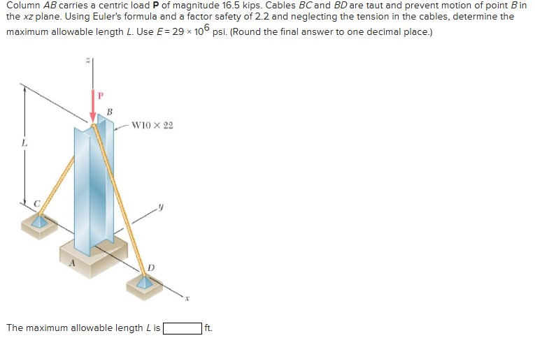 Solved Column AB ﻿carries a centric load P of ﻿magnitude | Chegg.com