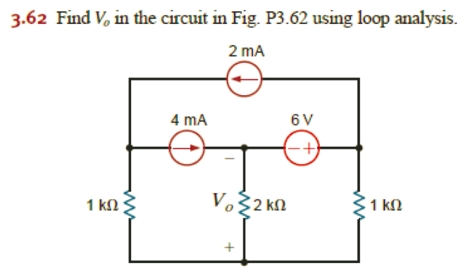 Solved 3.62 Find V, in the circuit in Fig. P3.62 using loop | Chegg.com