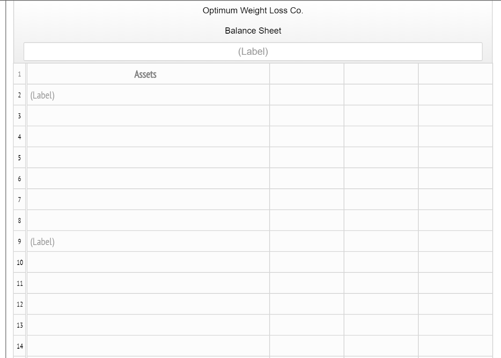 Balance sheet Instructions Chart of Accounts Labels | Chegg.com