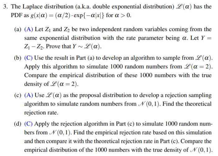 Solved 3. The Laplace distribution (a.k.a. double | Chegg.com