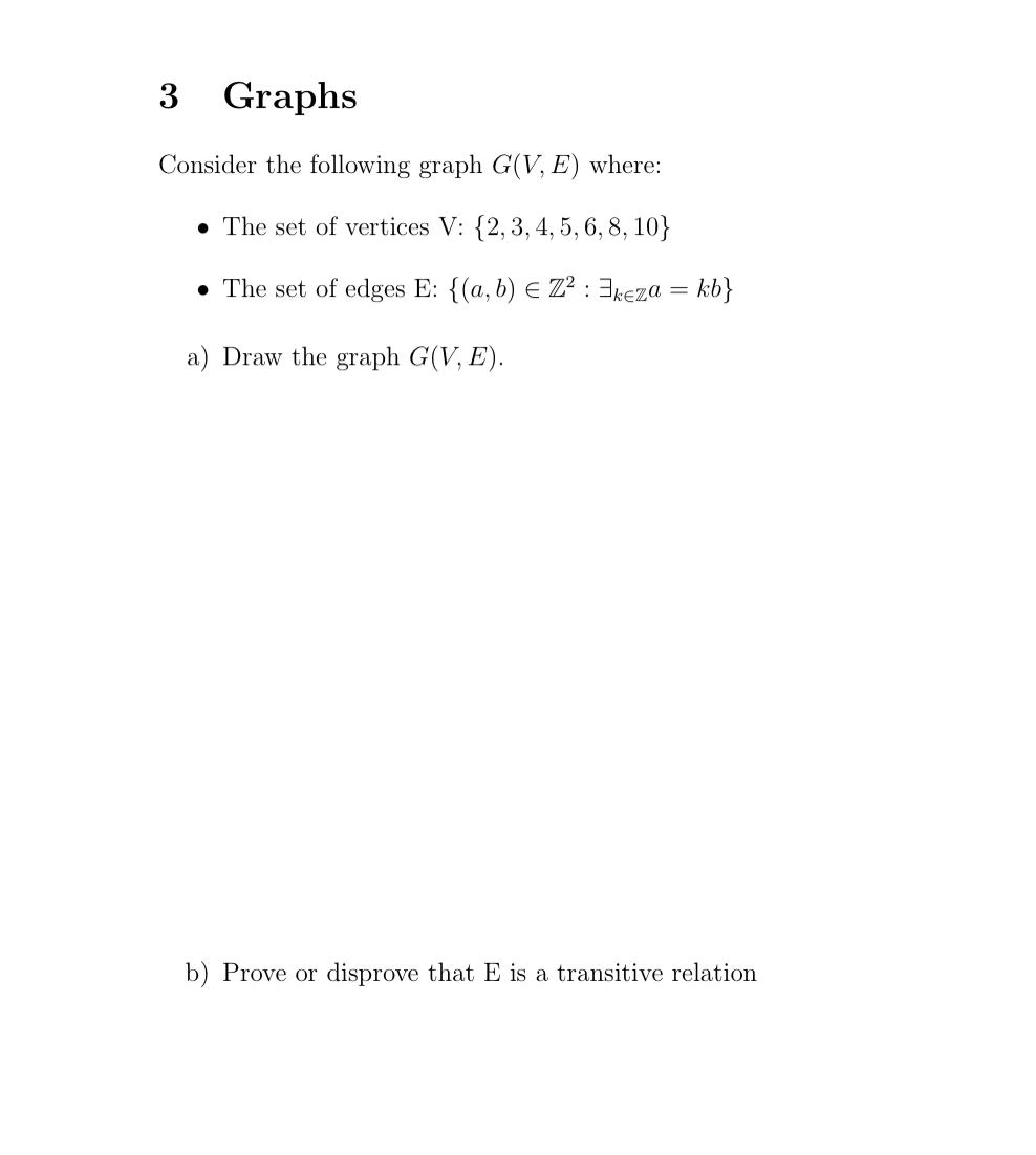 Solved 3 Graphs Consider the following graph G(V,E) where: - | Chegg.com Solved 3 Graphs Consider the following graph G(V,E) where: - | Chegg.com