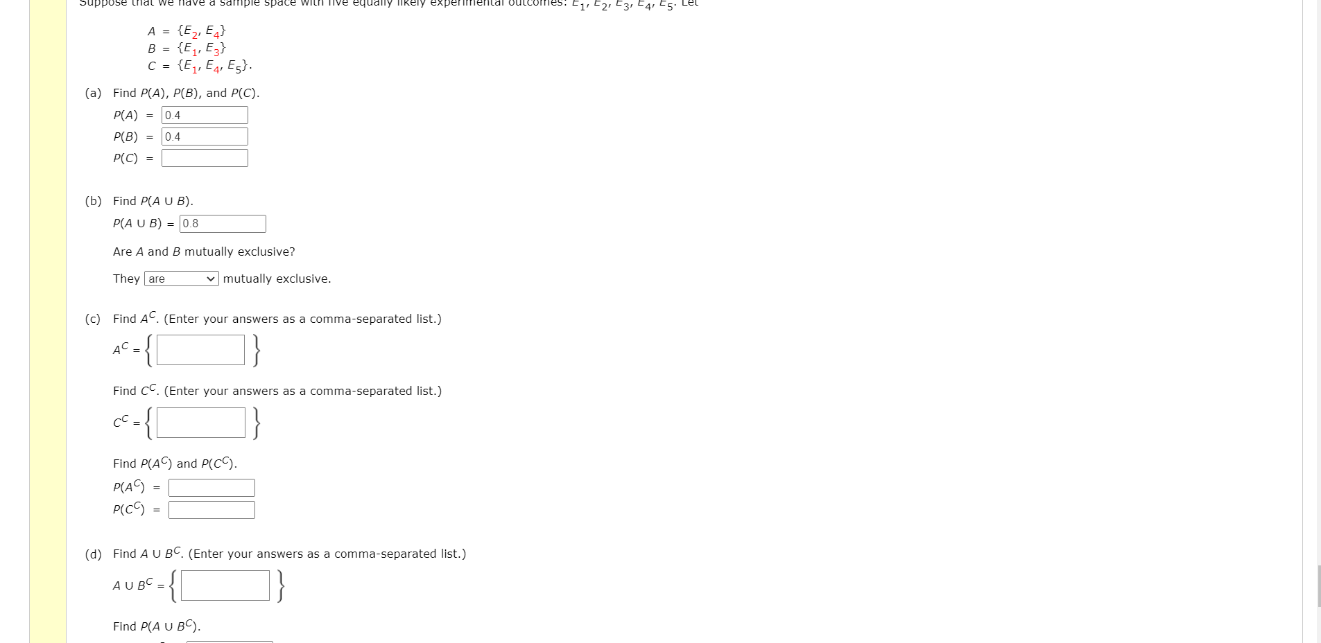 Solved Suppose that we have a sample space with live equally | Chegg.com