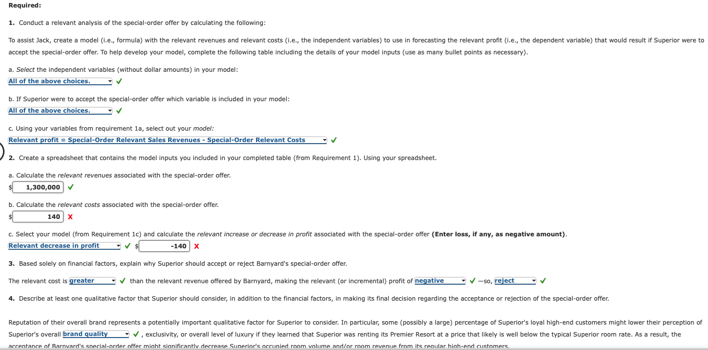 Special-Order Offer Relevant Analysis noting that, | Chegg.com