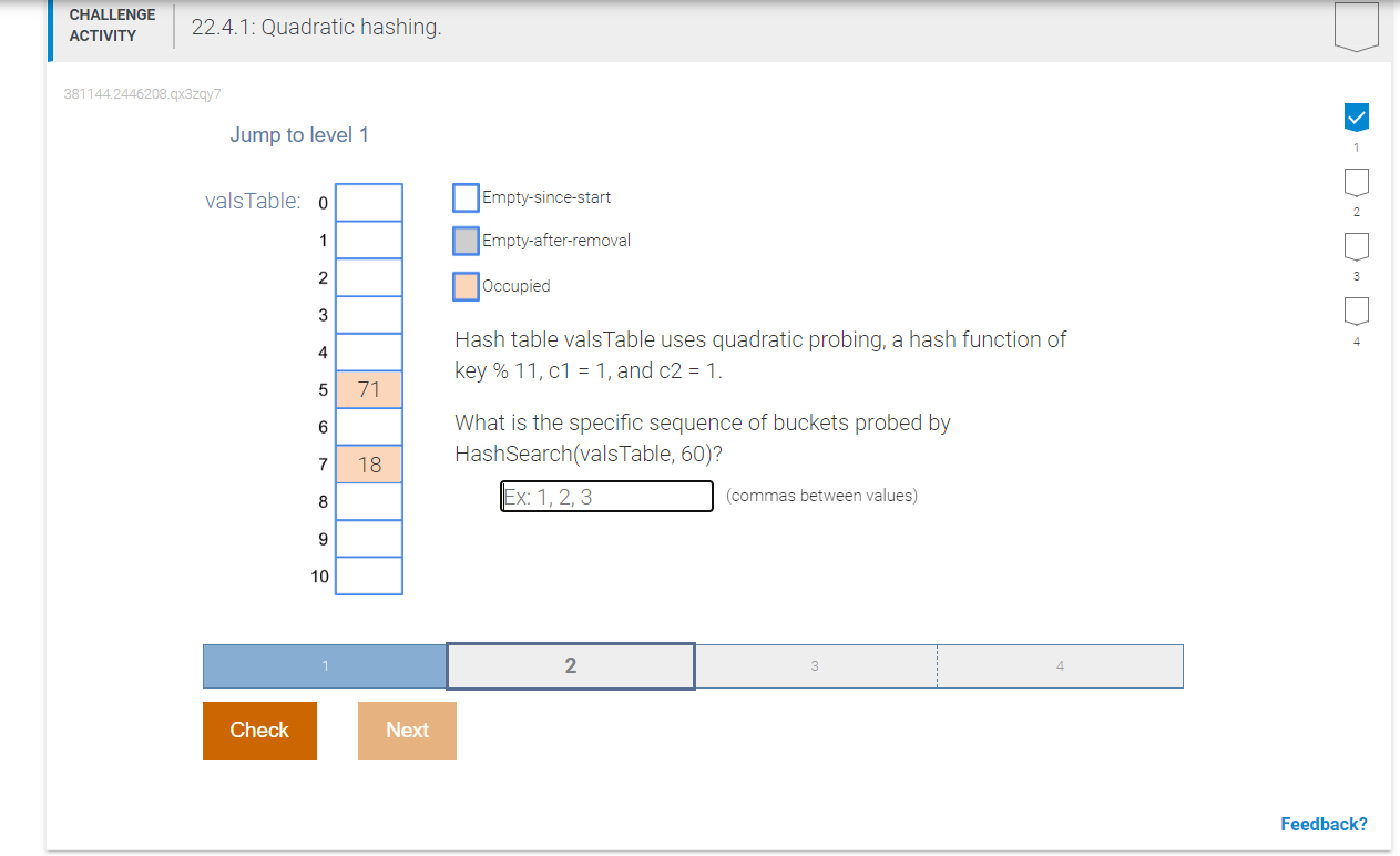 Solved CHALLENGE ACTIVITY 22.4.1: Quadratic hashing. | Chegg.com