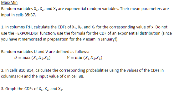 Max/Min Random variables X, X, and X are exponential | Chegg.com