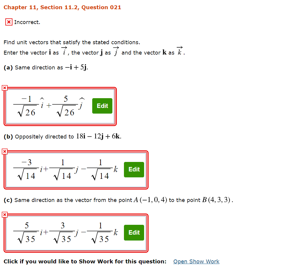 Solved Chapter 11, Section 11.2, Question 021 X Incorrect. | Chegg.com