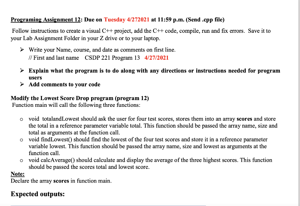 Solved Hello I need need with my Programming assignment 13. | Chegg.com