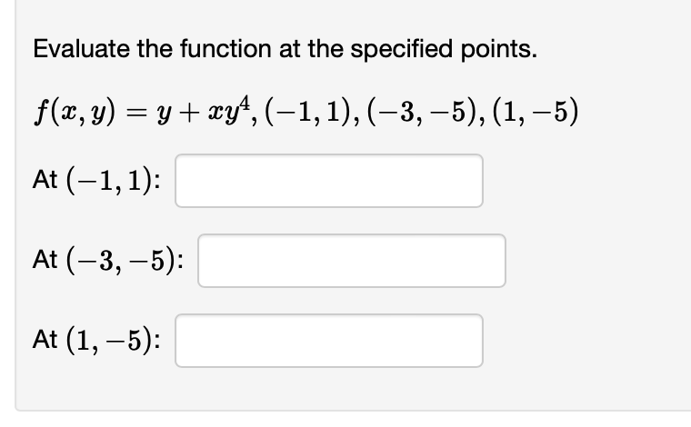Solved Evaluate the function at the specified points. | Chegg.com