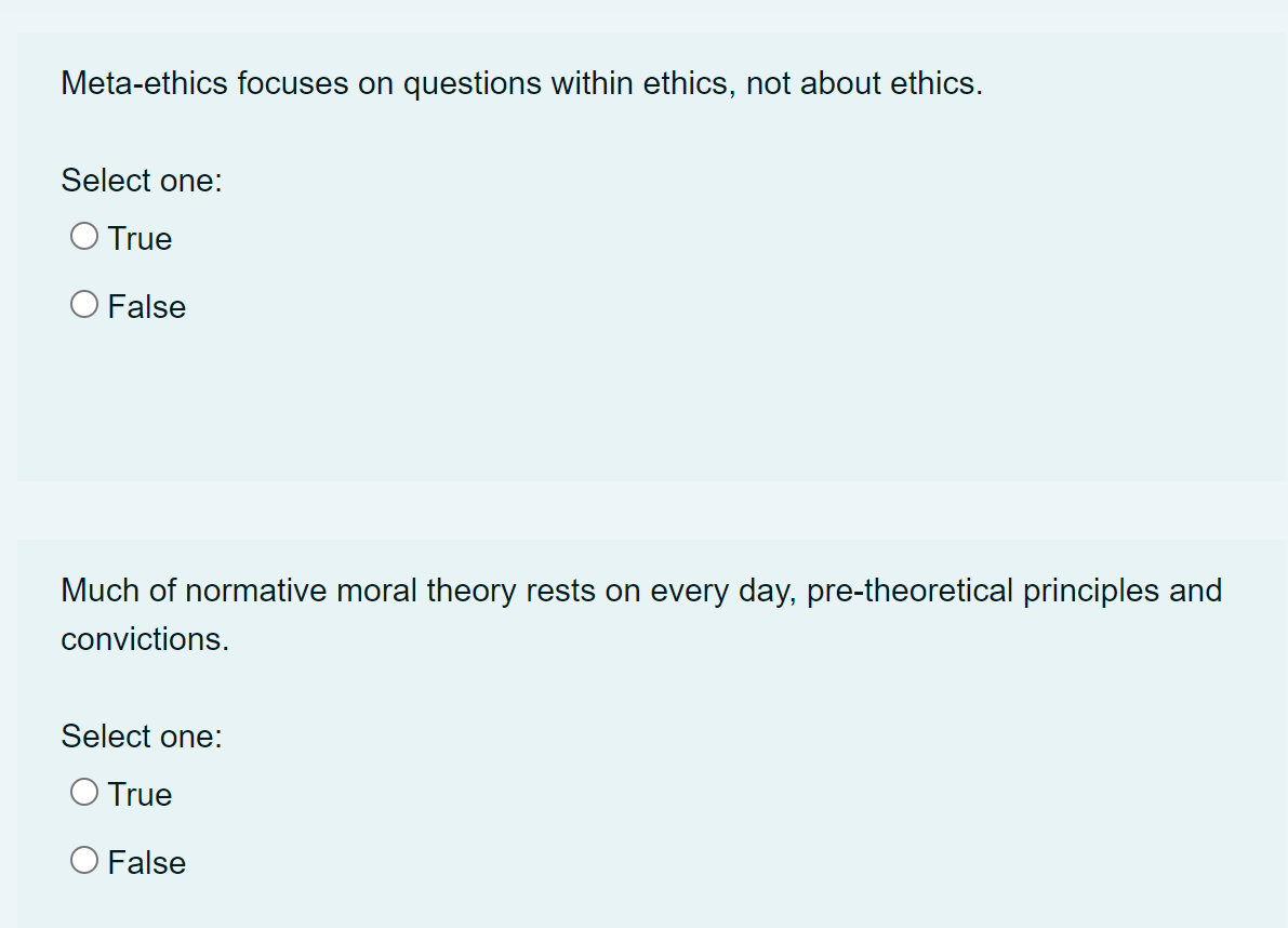Meta-ethics focuses on questions within ethics, not | Chegg.com