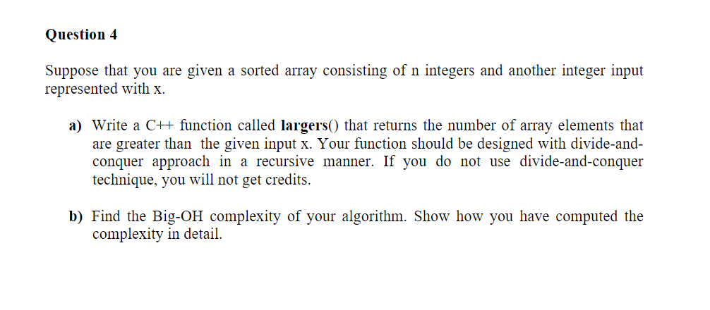 Solved Question 4 Suppose that you are given a sorted array | Chegg.com