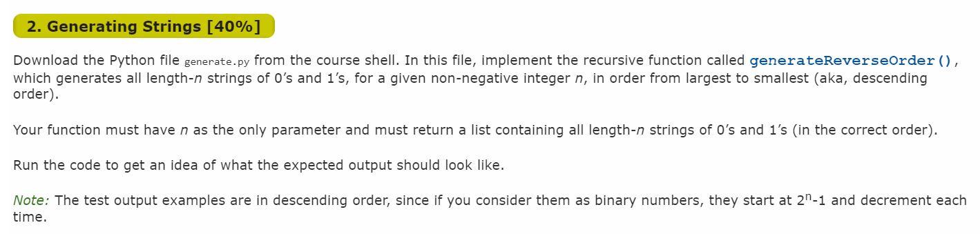 Solved Using Recursion For this assignment you are going to | Chegg.com
