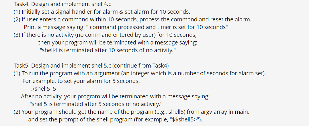 Solved Need help with this ASAP. You start with Shell3.c | Chegg.com