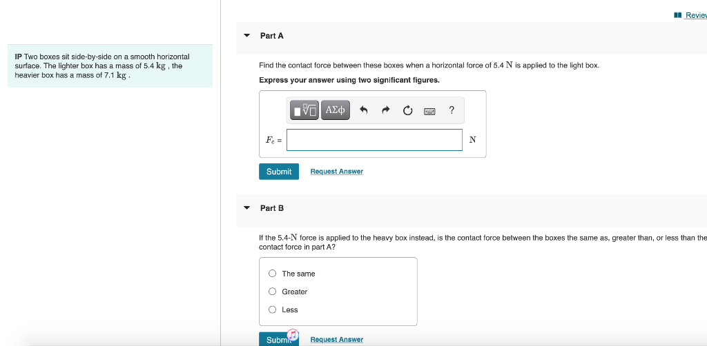 Solved IP Two boxes sit side-by-side on a smooth horizontal | Chegg.com