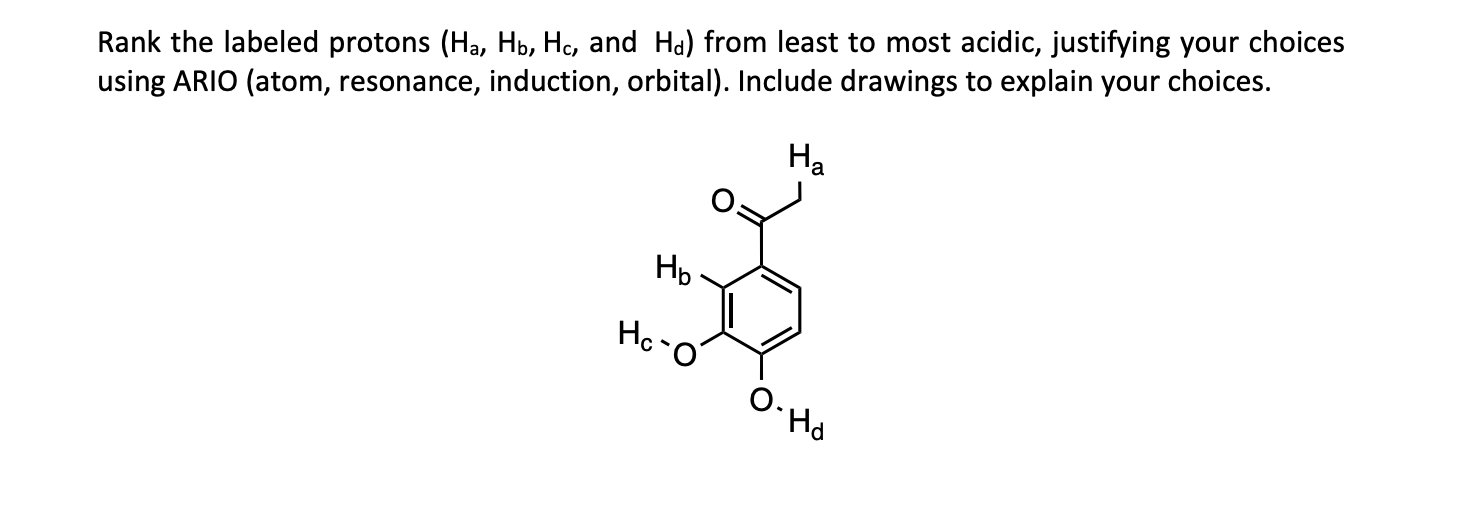 Solved Rank the labeled protons (Ha,Hb,Hc, and Hd) from | Chegg.com